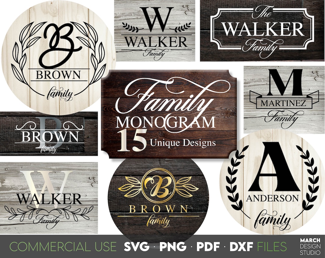 Family Name Monogram Svg Png Bundle | Monogram Svg | Split Monogram Svg ...