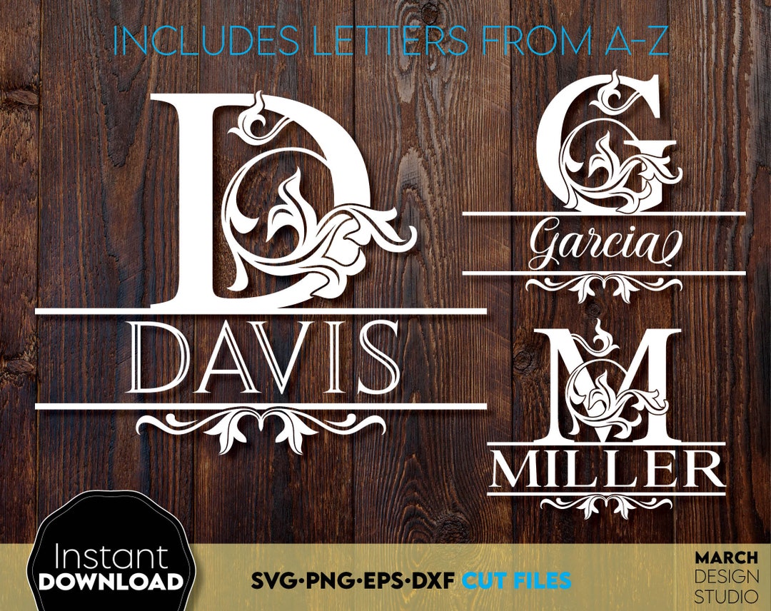 Split Monogram DXF, the Family Svg, Family Monogram, Last Name Sign Svg ...