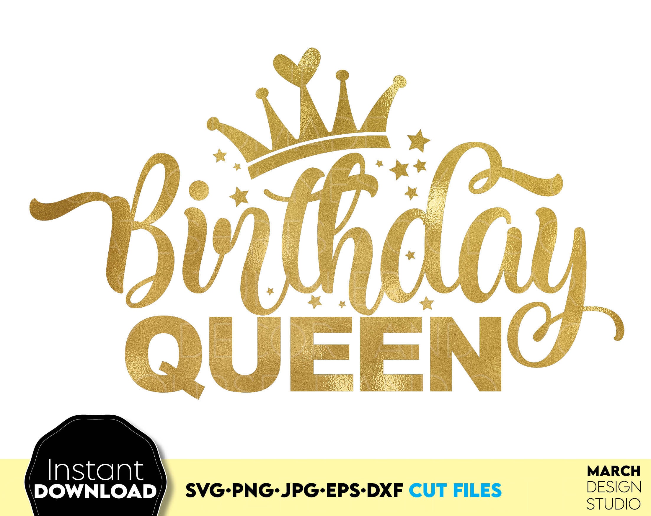 Birthday Queen SVG | Gold Glitter Crown Graphics (digital Download) - Etsy