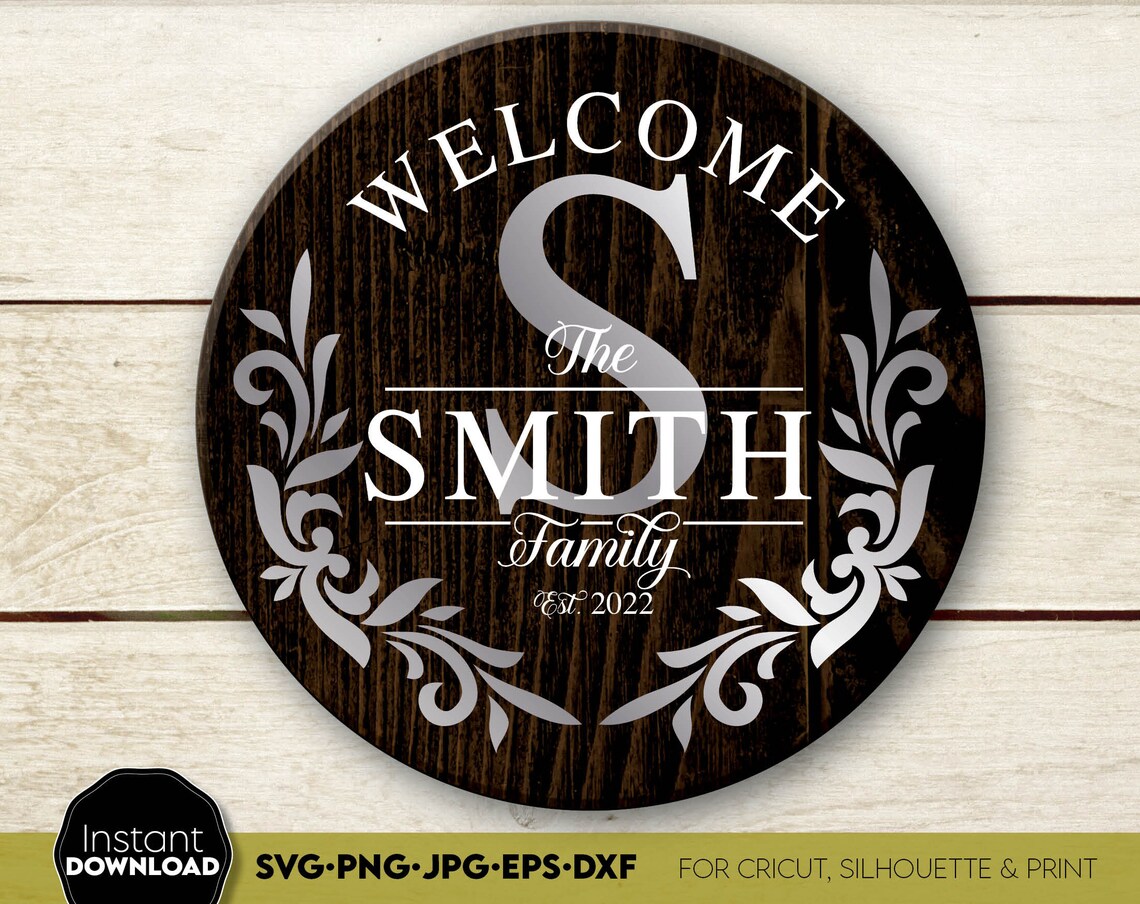 Last Name Monogram SVG Monogram Circle SVG Family Name | Etsy