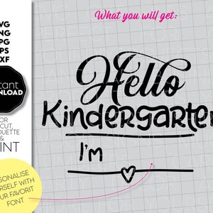 Hello Kindergarten SVG: Back to School Cricut Files (digital Download ...