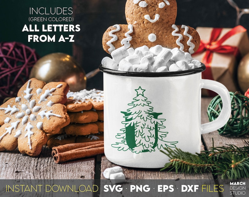 Christmas Tree Letter Ornament SVG PNG, Monogram Laser Cut Files ...