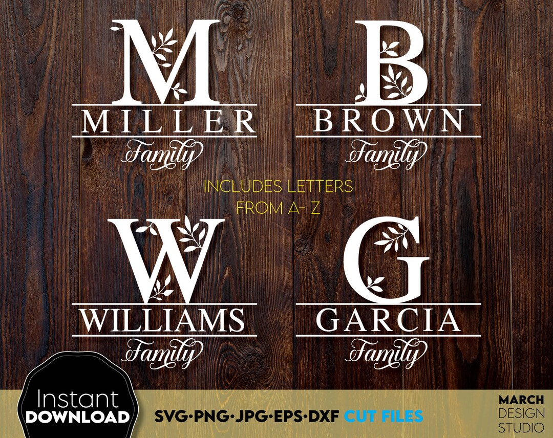 Split Monogram SVG: Last Name Family Monogram, Laser Cut Letters ...