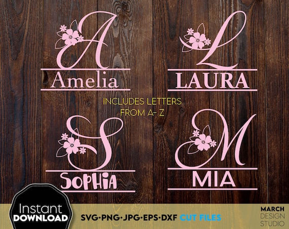 Split Monogram SVG Monogram SVG Floral Monogram SVG | Etsy