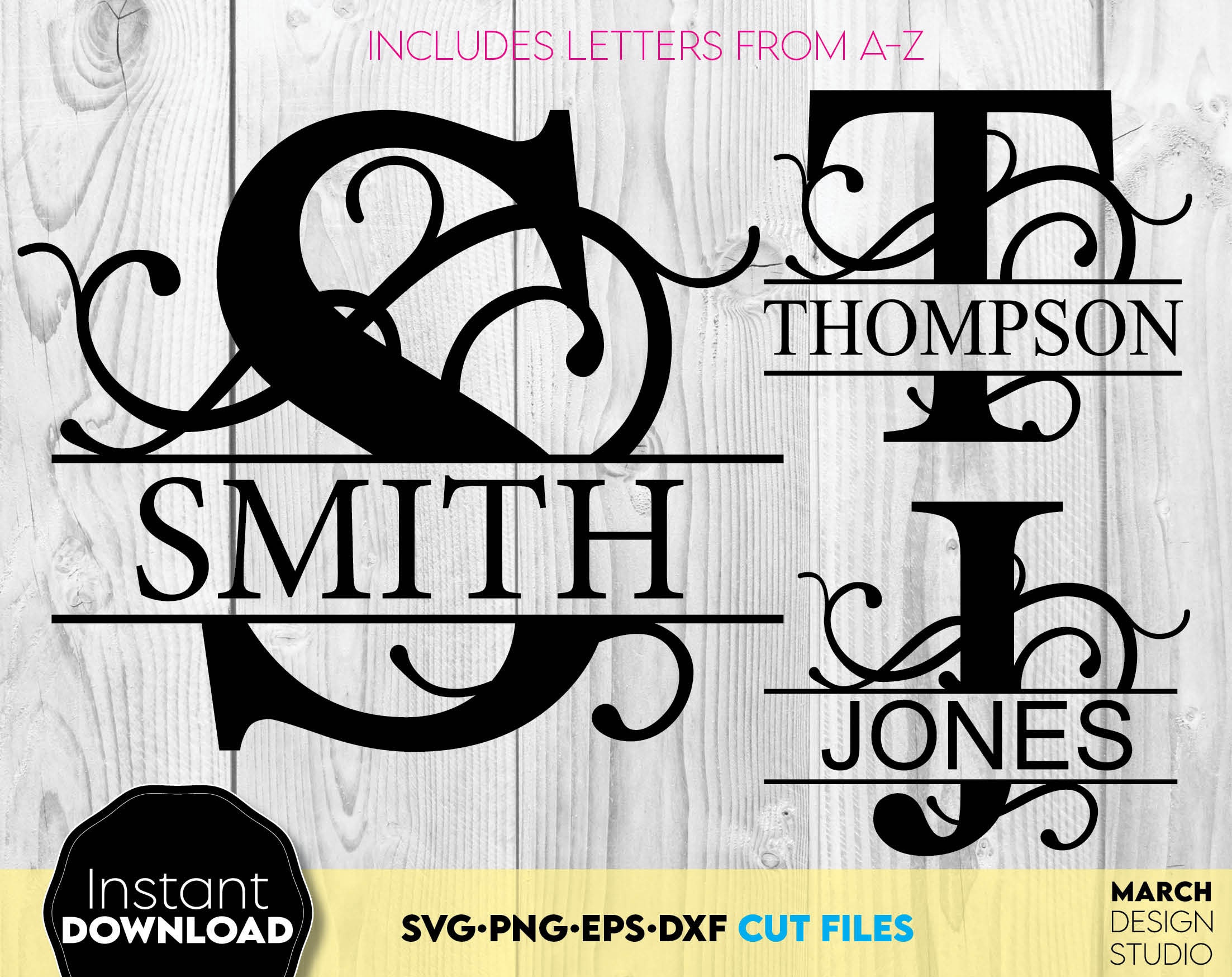 Split Monogram SVG Circle Monogram SVG Family Monogram SVG - Etsy