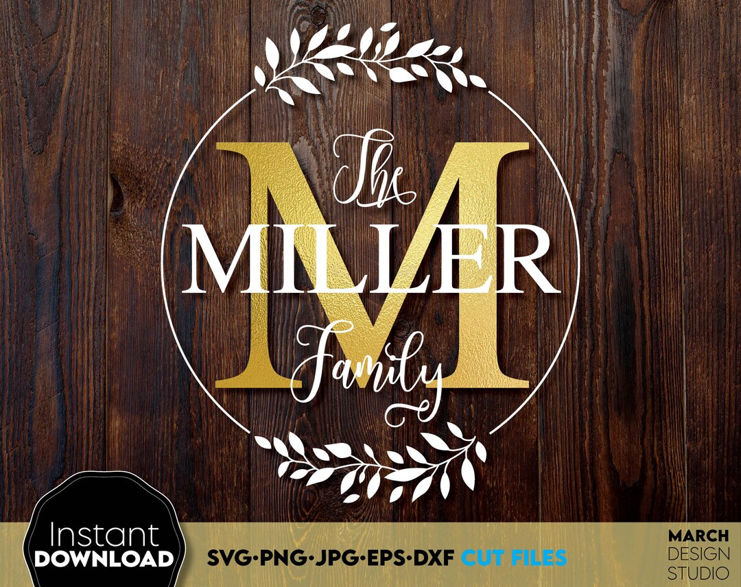 Letter M Monogram SVG: Floral Circle Frame, Laser Cut Design (digital ...