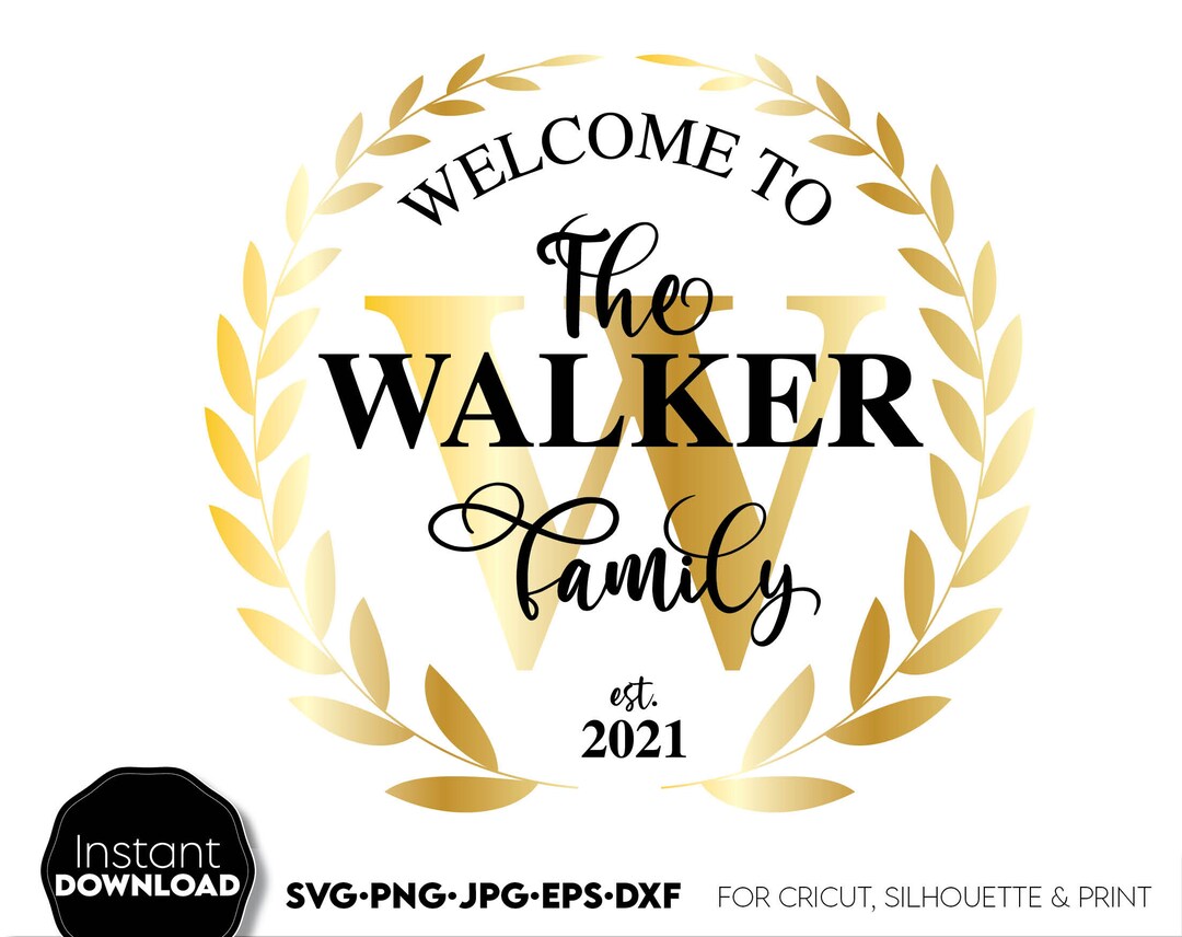 Laurel Wreath Family Monogram SVG, Welcome Sign Cut File (digital ...