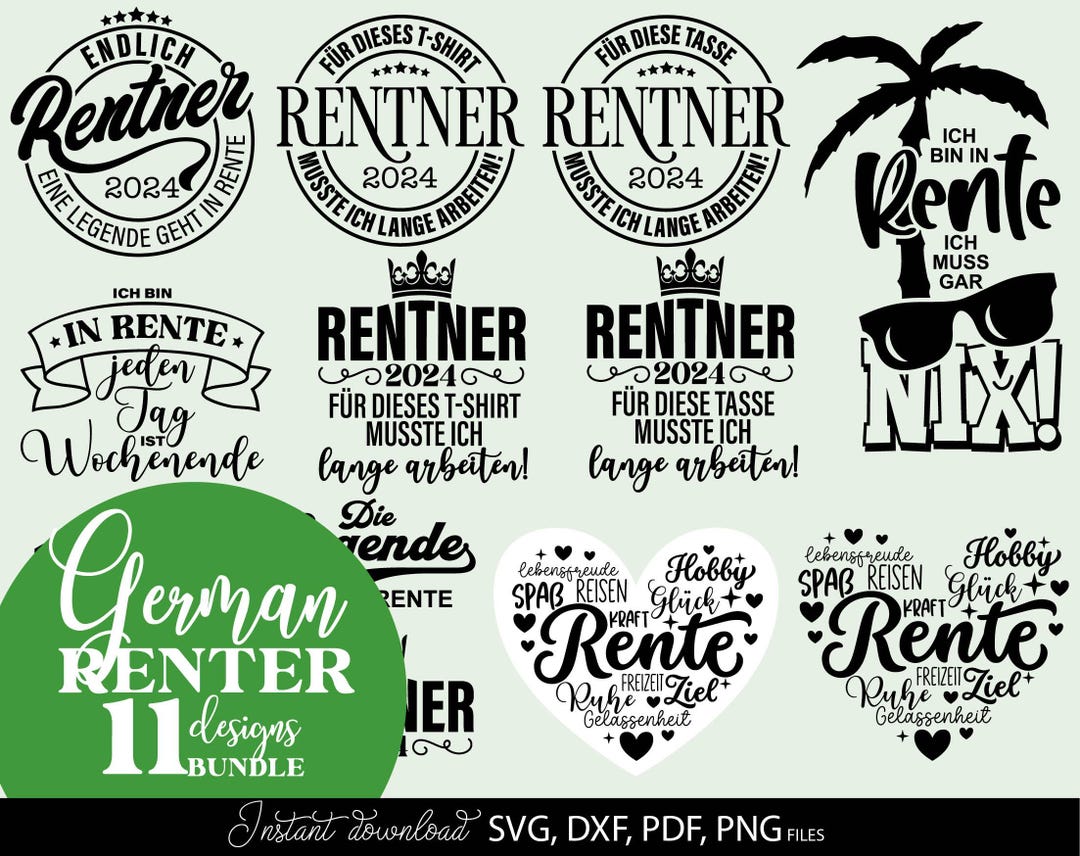 German Retirement SVG Bundle, Funny Pension Designs (digital Files) - Etsy