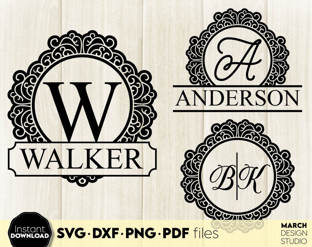 Split Monogram SVG | Monogram SVG | Floral Monogram SVG | Family Name ...