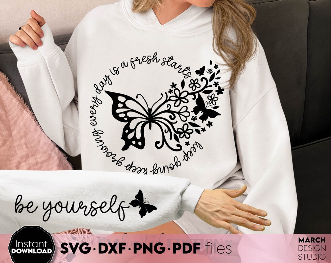 Be Yourself Butterfly SVG PNG, Motivational Quote Design (digital ...