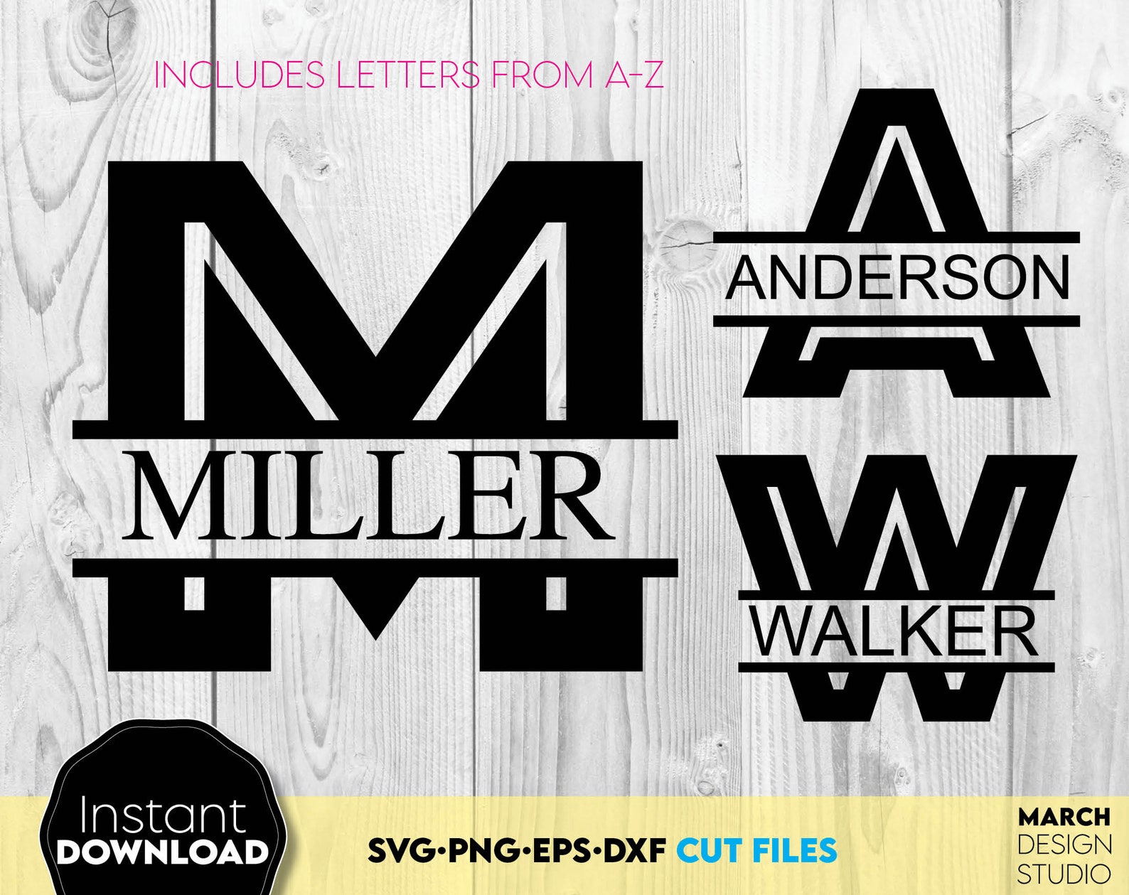 Family Name Split Monogram SVG – Personalized Alphabet Letters A–Z ...
