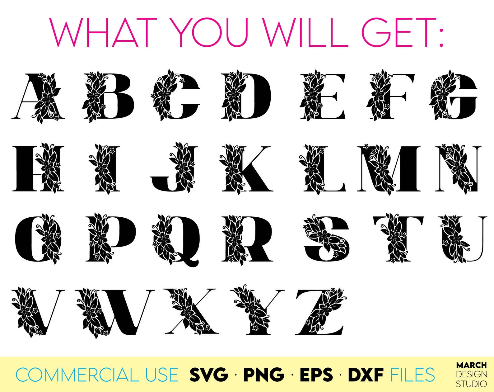 Floral Monogram SVG Bundle Flower Letters SVG Floral - Etsy
