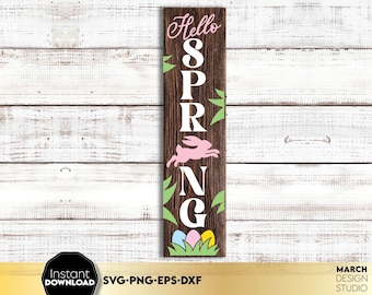 Spring Easter Bunny Porch Sign SVG | Vertical Welcome (digital Download ...