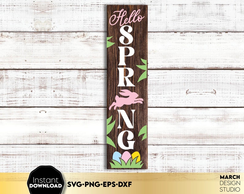 Spring Easter Bunny Porch Sign SVG | Vertical Welcome (digital Download ...