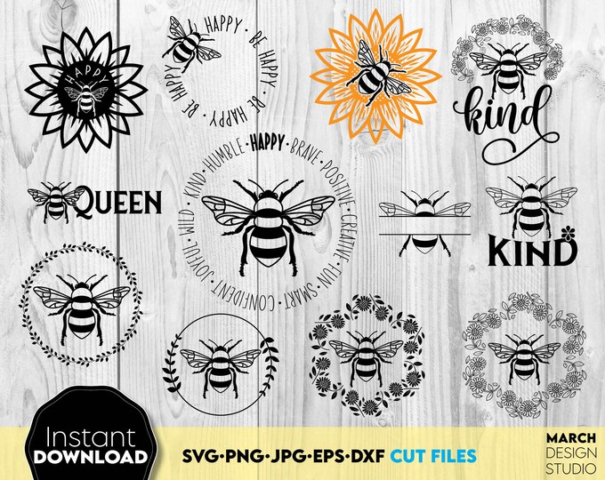 Be Kind SVG Bundle - Honey Bee SVG - Bumble Bee Svg - Bee Kind SVG ...