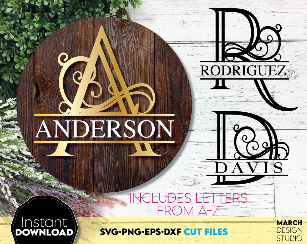 Family Name Monogram | Split Letters Svg | Wedding Monogram Svg ...