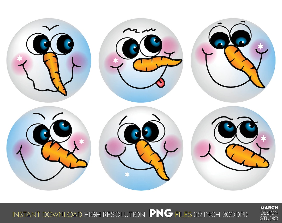 Snowman Clipart, Snowman Faces Png Bundle, Snowman Bundle Png, Snowman ...