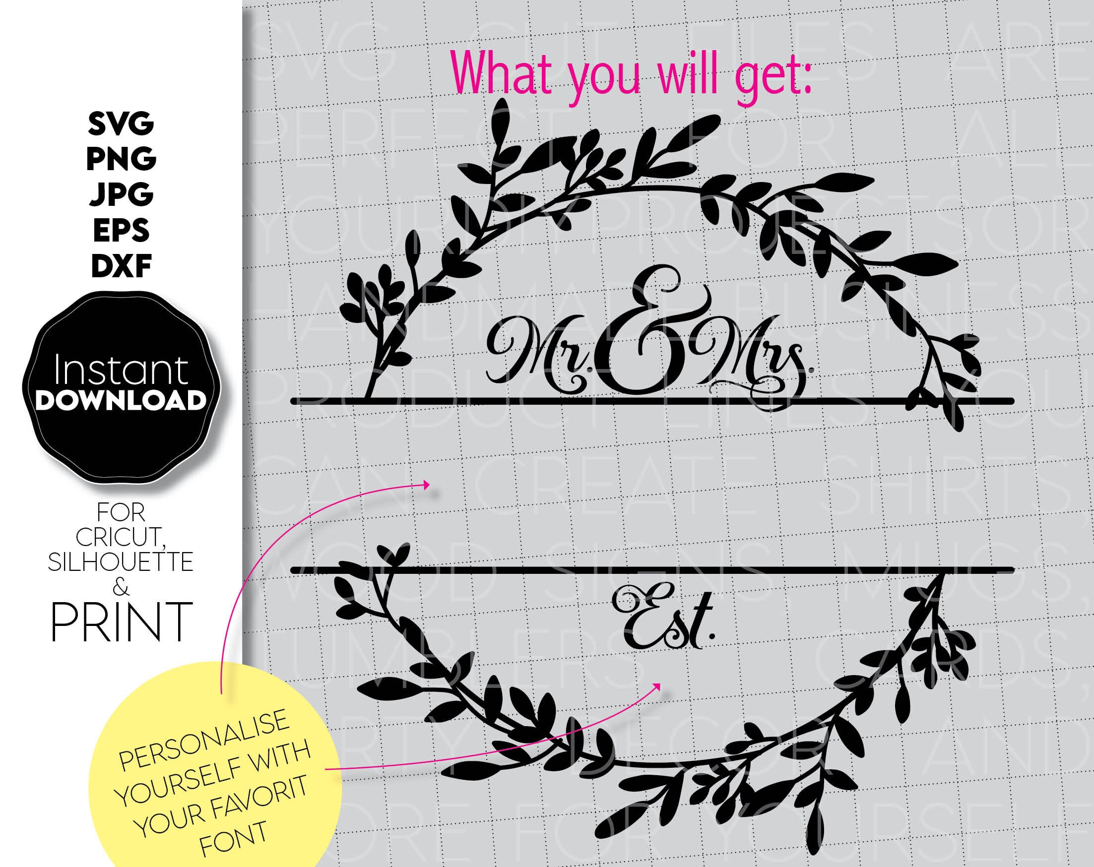 Mr and Mrs SVG Last Name Sign SVG Wedding Sign SVG - Etsy