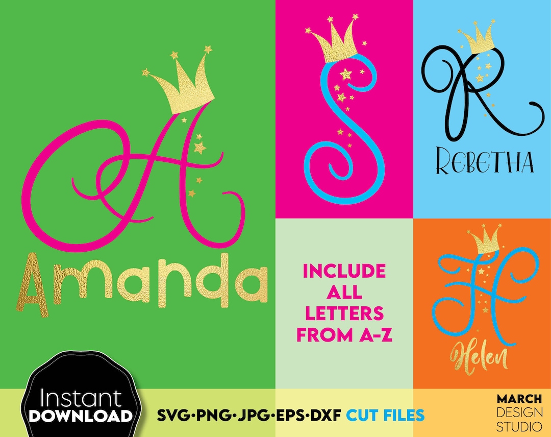 Princess Monogram SVG Bundle | Girly Monogram SVG | Crown Monogram SVG ...