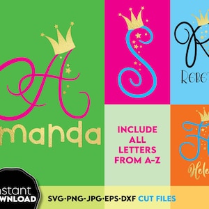 Princess Monogram SVG Bundle | Girly Monogram SVG | Crown Monogram SVG ...