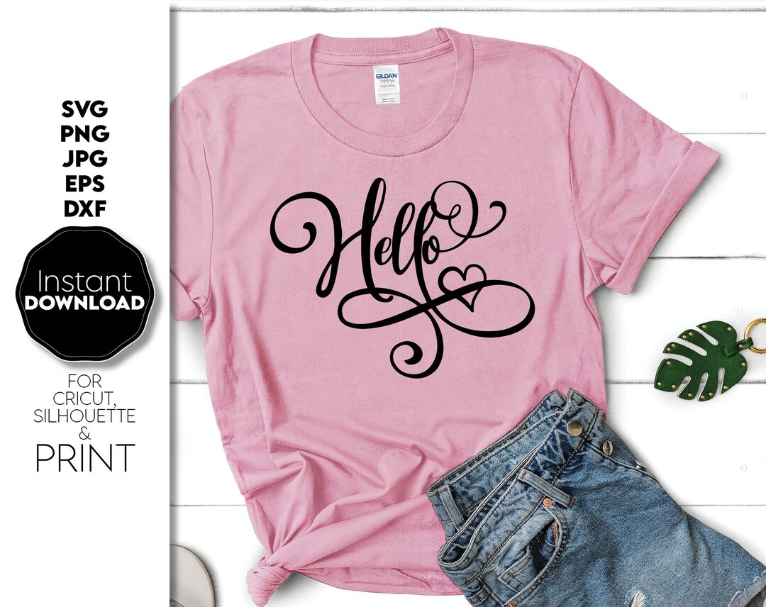 Hello Shirt Design Svg Png Trendy Design Svg Png Hello Png Dxf Svg ...