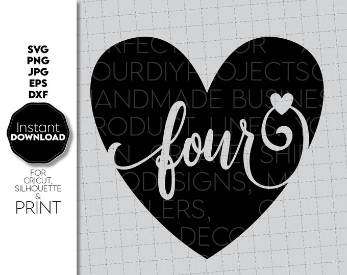 4 Cat SVG File | 4th Birthday SVG | Cat SVG | Digital Download | Svg ...