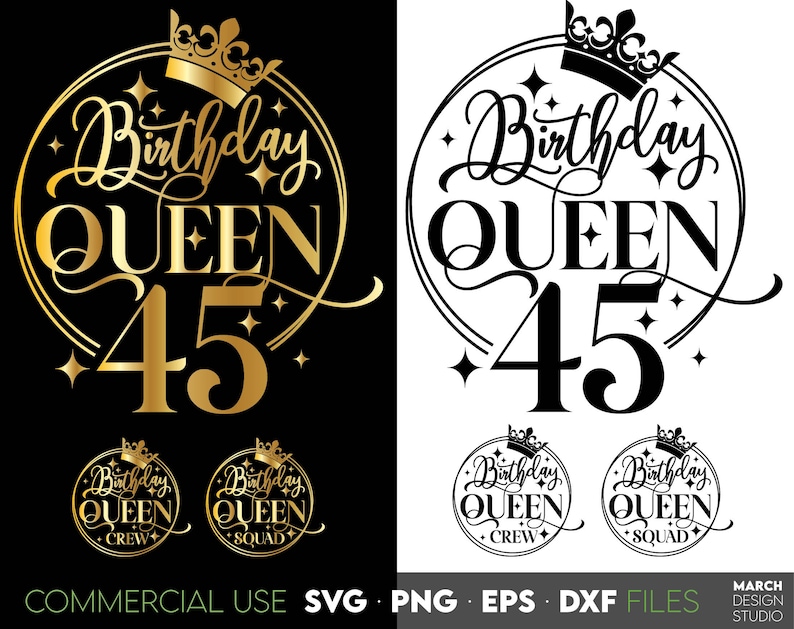 45th Birthday Queen SVG 45th Birthday SVG Forty Five - Etsy