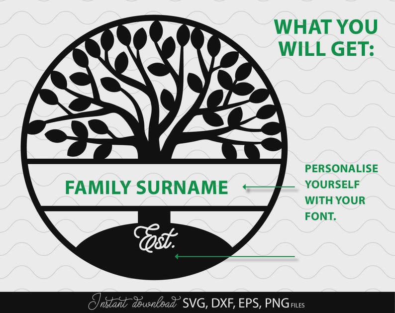 Custom Family Tree Last Name Sign SVG PNG DXF - Etsy
