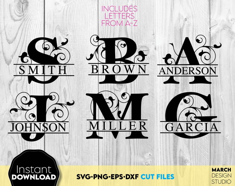 Split Monogram Bundle Svg Split Monogram SVG Split Monogram - Etsy