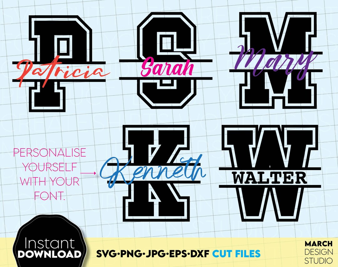 Split Monogram Svg,monogram SVG, Alphabet SVG, School Senior Monogram ...