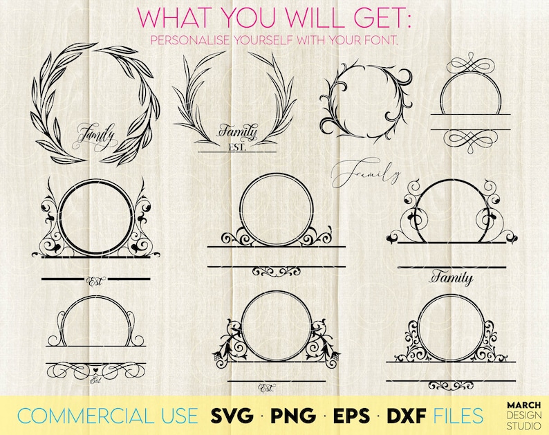 Monogram Frame SVG Bundle, Split Font Design, Digital Download - Etsy