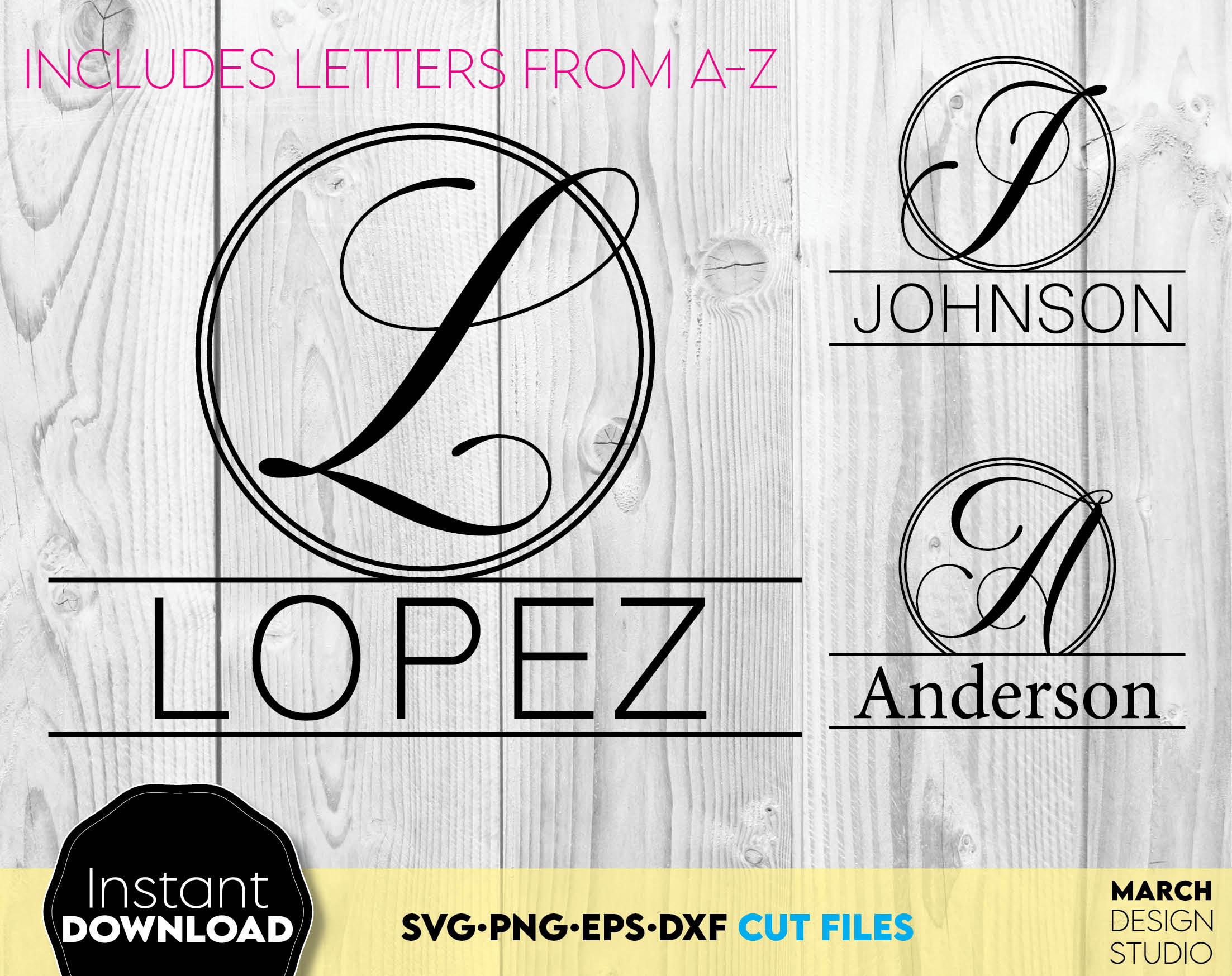 Split Monogram SVG Circle Monogram SVG Family Name - Etsy