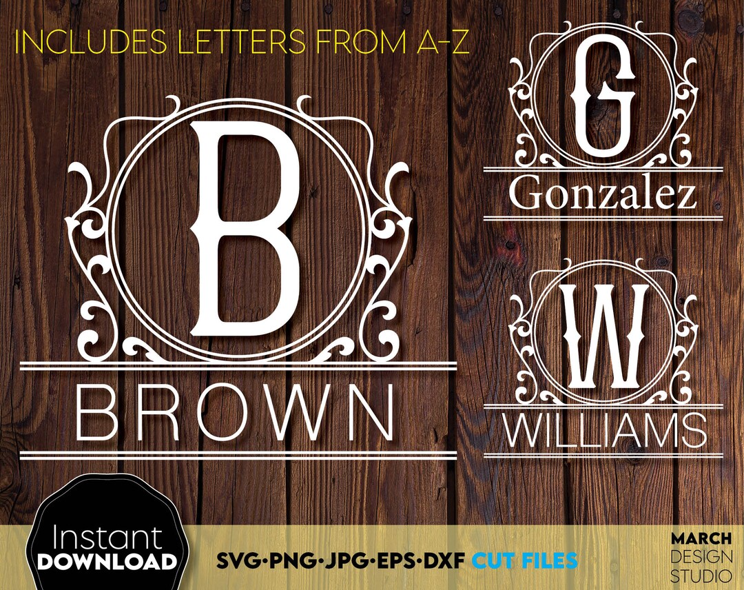 Family Monogram Split Monogram SVG, DXF, PNG Split Letter Monogram Svg ...