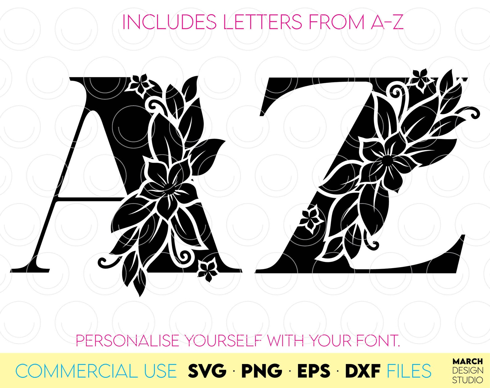 Floral Monogram SVG Bundle Flower Letters SVG Floral - Etsy