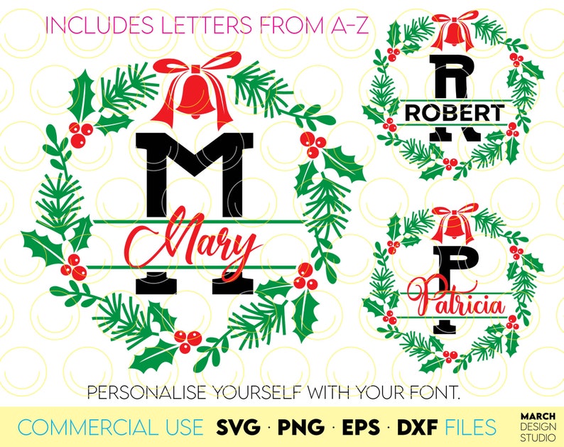 Split Monogram SVG Christmas Monogram SVG Personalised - Etsy
