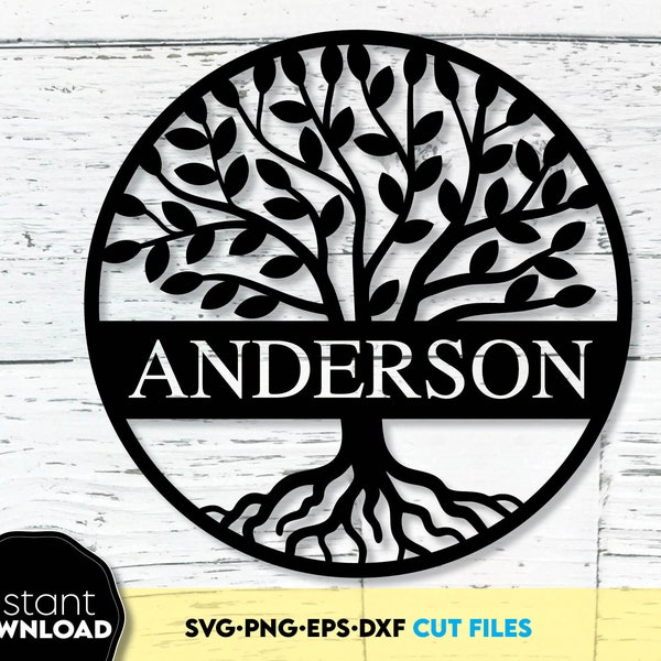Tree With Initials Svg - Etsy