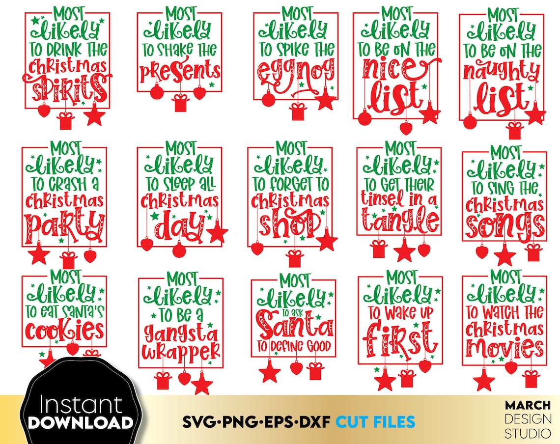 Most Likely to Christmas SVG Bundle Family Christmas SVG - Etsy India