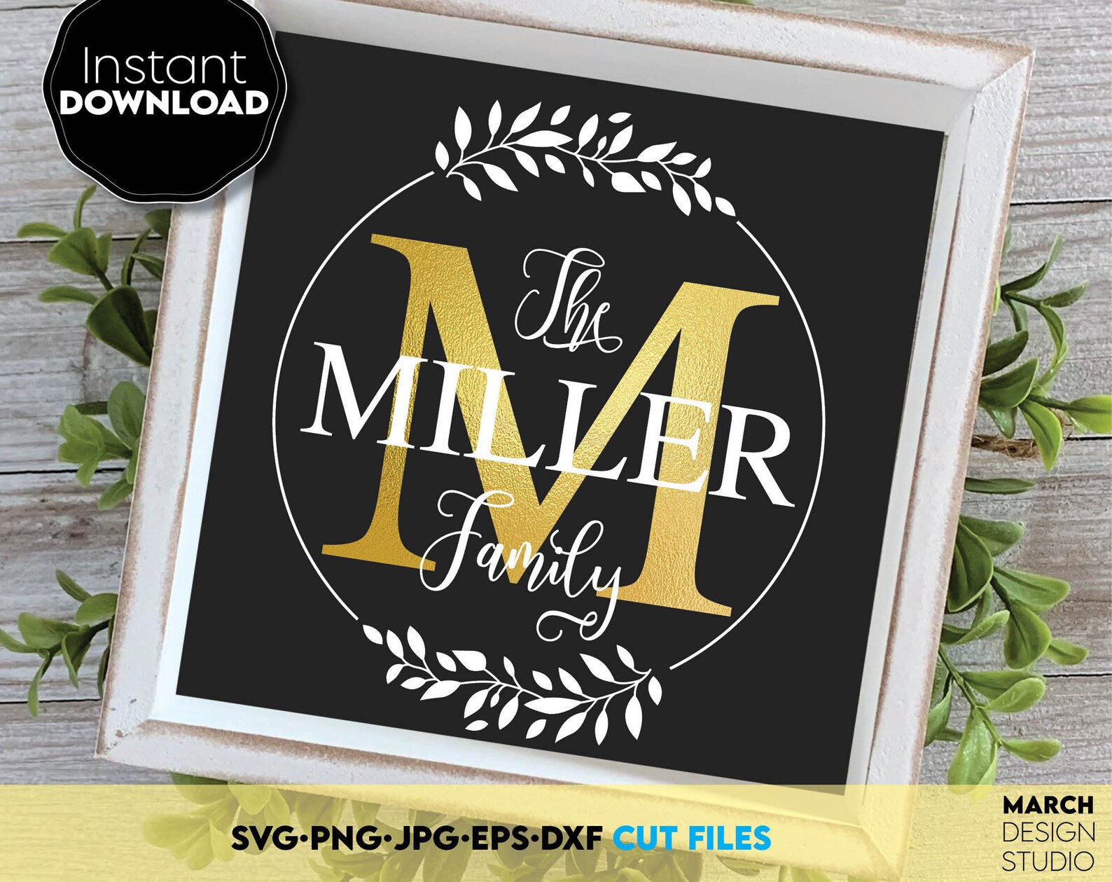 Last Name Monogram SVG Circle Monogram SVG Personalized - Etsy