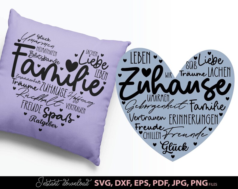 Zuhause Herz Wortwolke: Familien Liebe SVG PNG Datei Für Heim Dekor ...