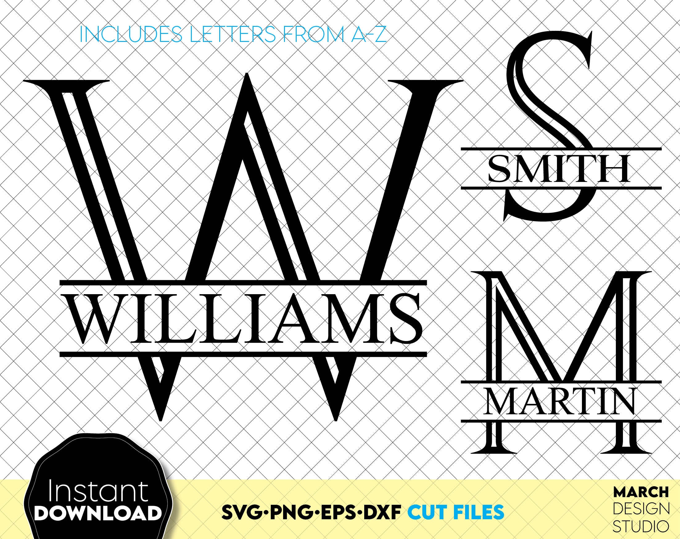 Split Monogram SVG Monogram SVG Family Monogram SVG Split - Etsy