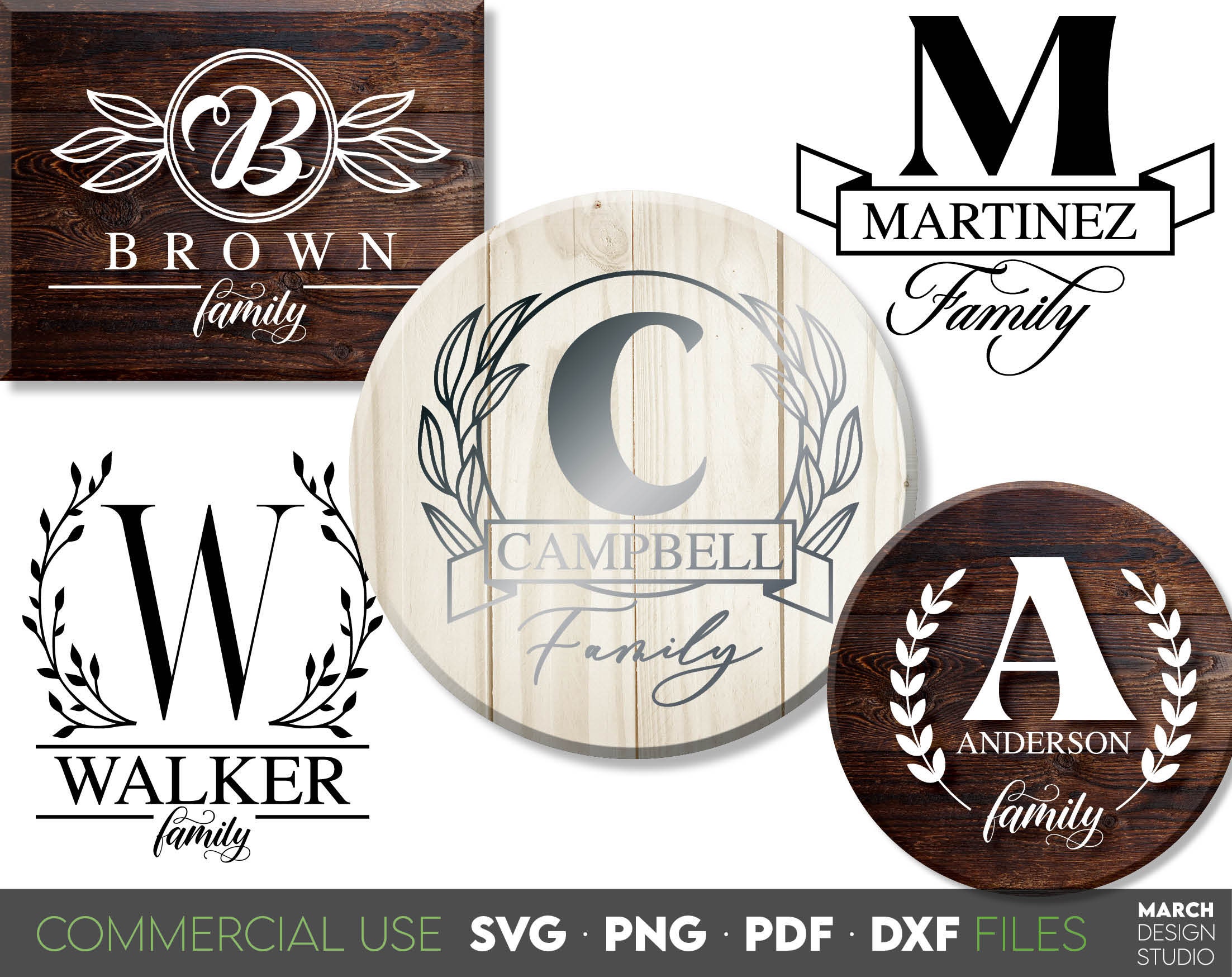 Family Name Monogram Svg Png Bundle Monogram Svg Split - Etsy
