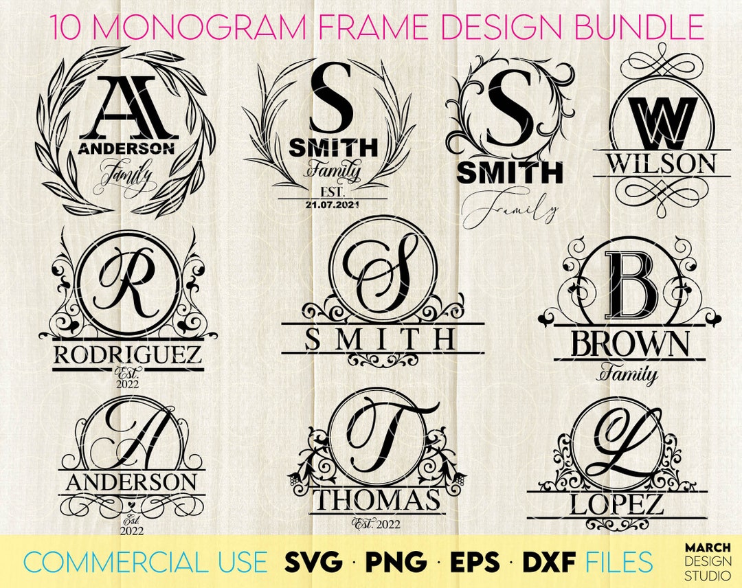 Monogram Frame SVG Bundle, Split Font Design, Digital Download - Etsy