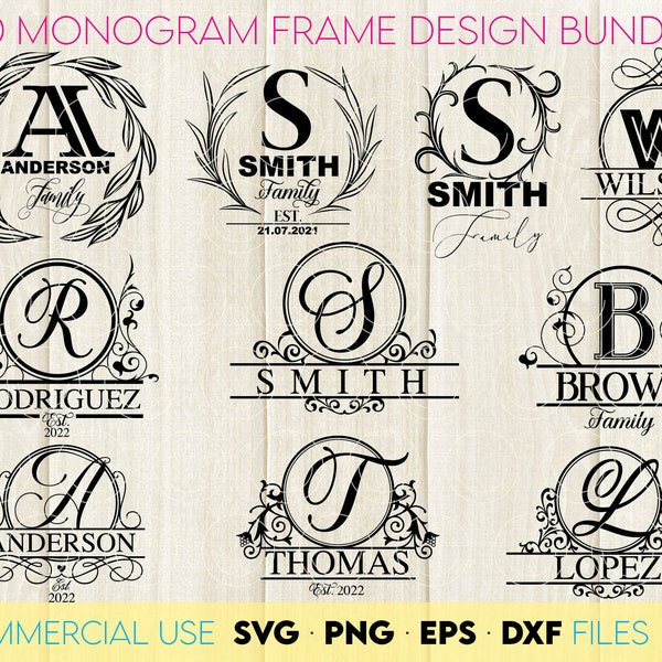 Monogram Frame Svg - Etsy