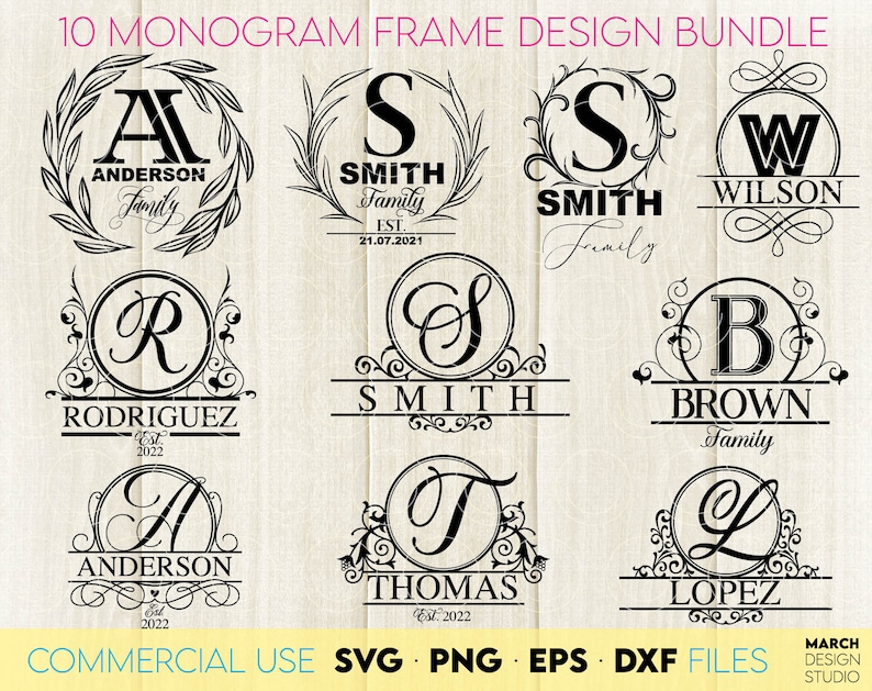 Monogram Frame SVG Bundle, Split Font Design, Digital Download - Etsy
