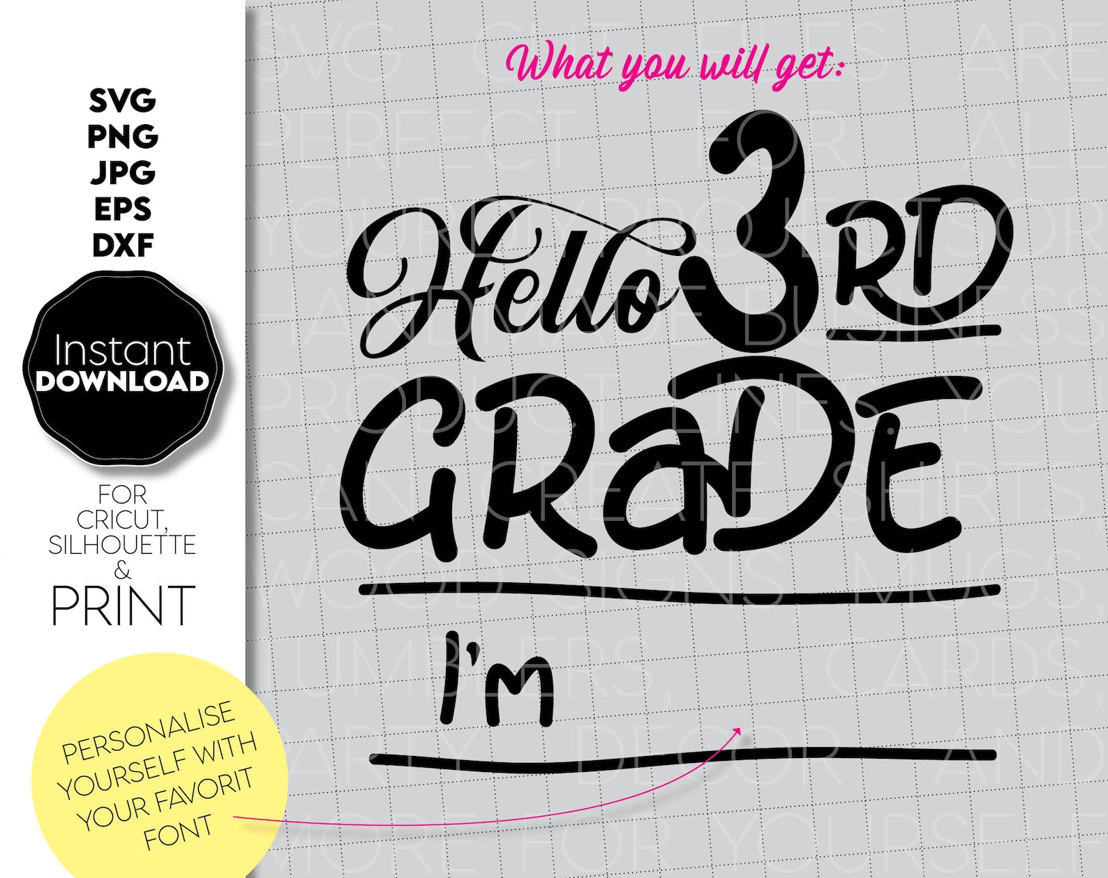 Hello 3rd Grade Svg Personalised Back to School SVG Third - Etsy
