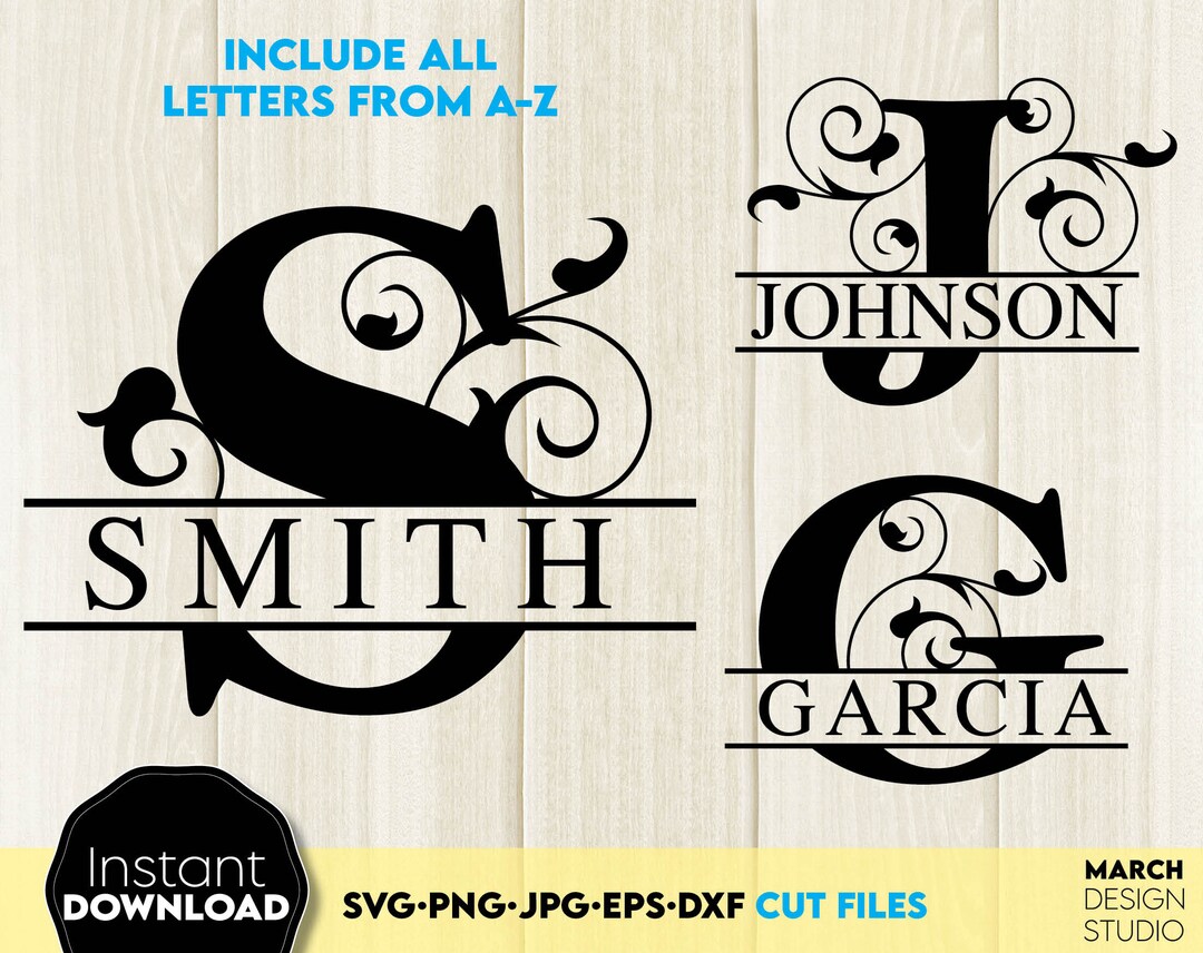 Split Monogram SVG Bundle: Family Name, Wedding (digital Download) - Etsy