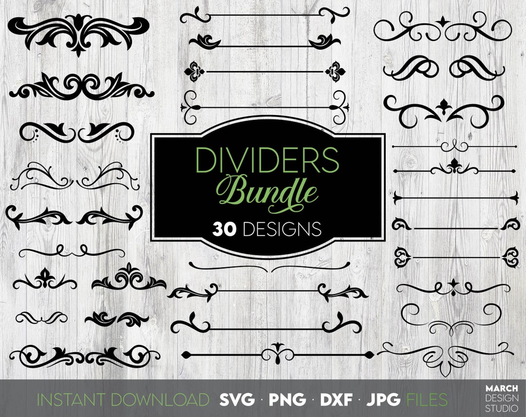 Simple Text Dividers Svg, Decorative Lines Bundle, Floral Ornaments Svg ...