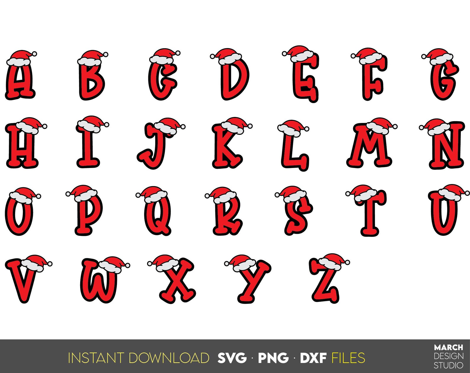 Christmas Alphabet Doodle Letters Png Svg Uppercase Alphabet - Etsy