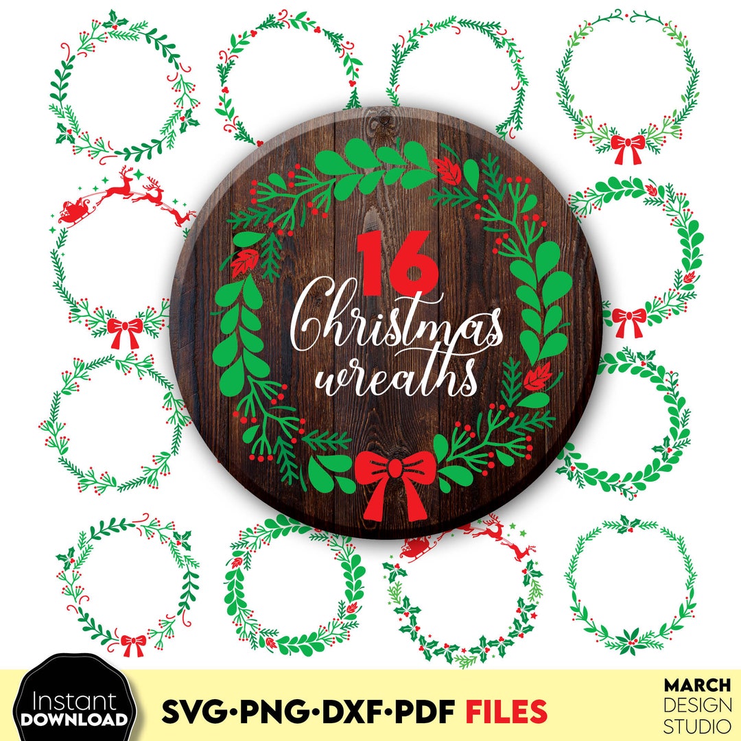 Christmas Wreaths Svg Png Bundle, Christmas Frames SVG Bundle ...