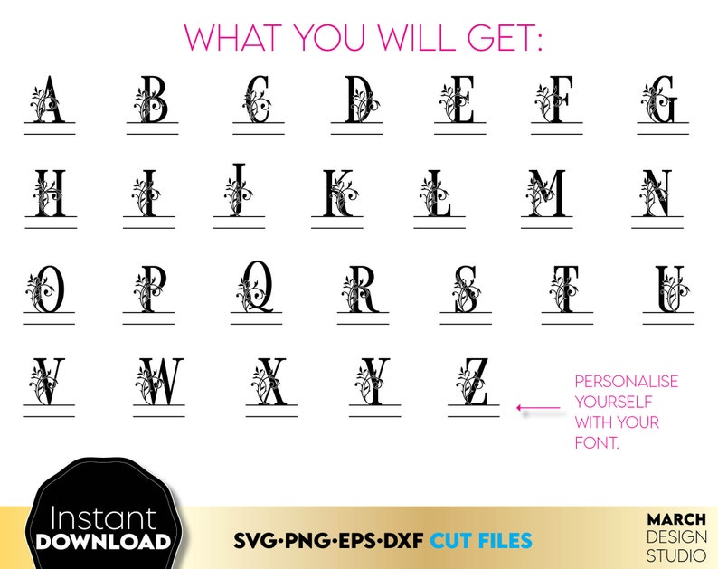 Family Monogram SVG PNG, Split Letter Last Name Cut File, Instant ...